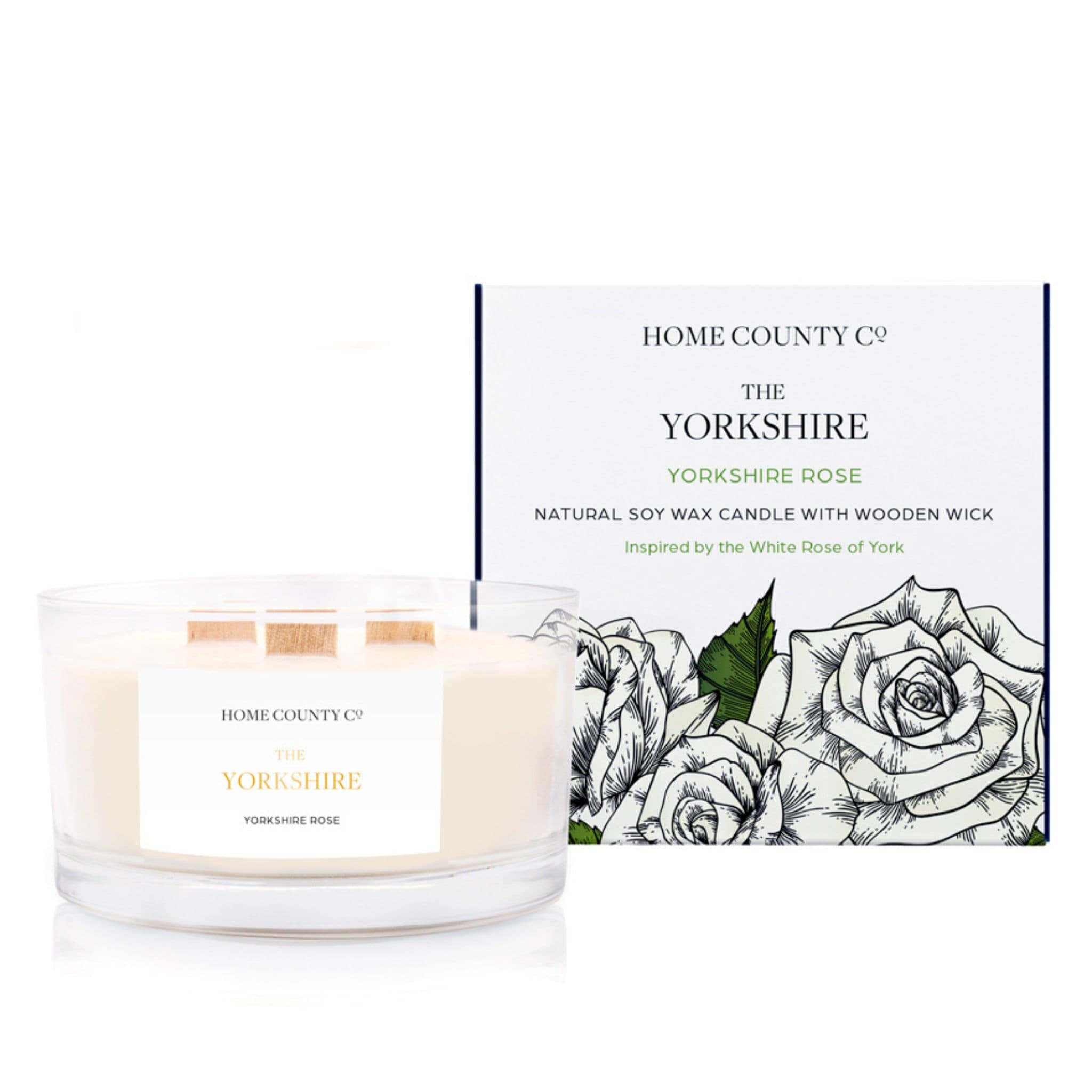 The Yorkshire Rose 3 Wick Candle | Home County Co.